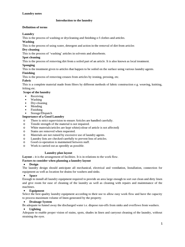 KBC LAUNDRY NOTES | PDF | Hygiene | Clothes Dryer