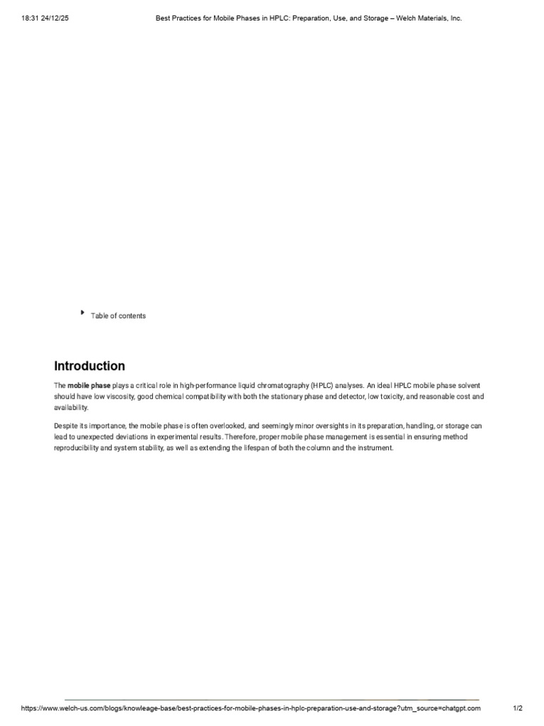 Best Practices for Mobile Phases in HPLC_ Preparation, Use, And Storage – Welch Materials, Inc ...