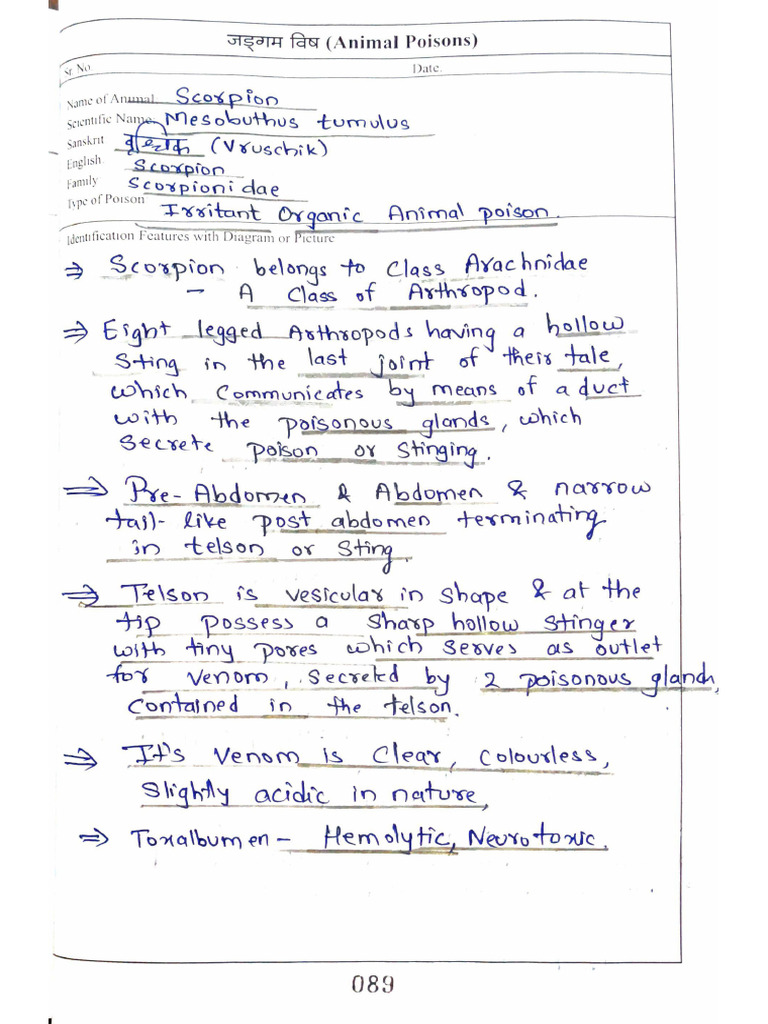 Animal Poison Agad Tantra Practical Journal Scorpion Spider Dog | PDF