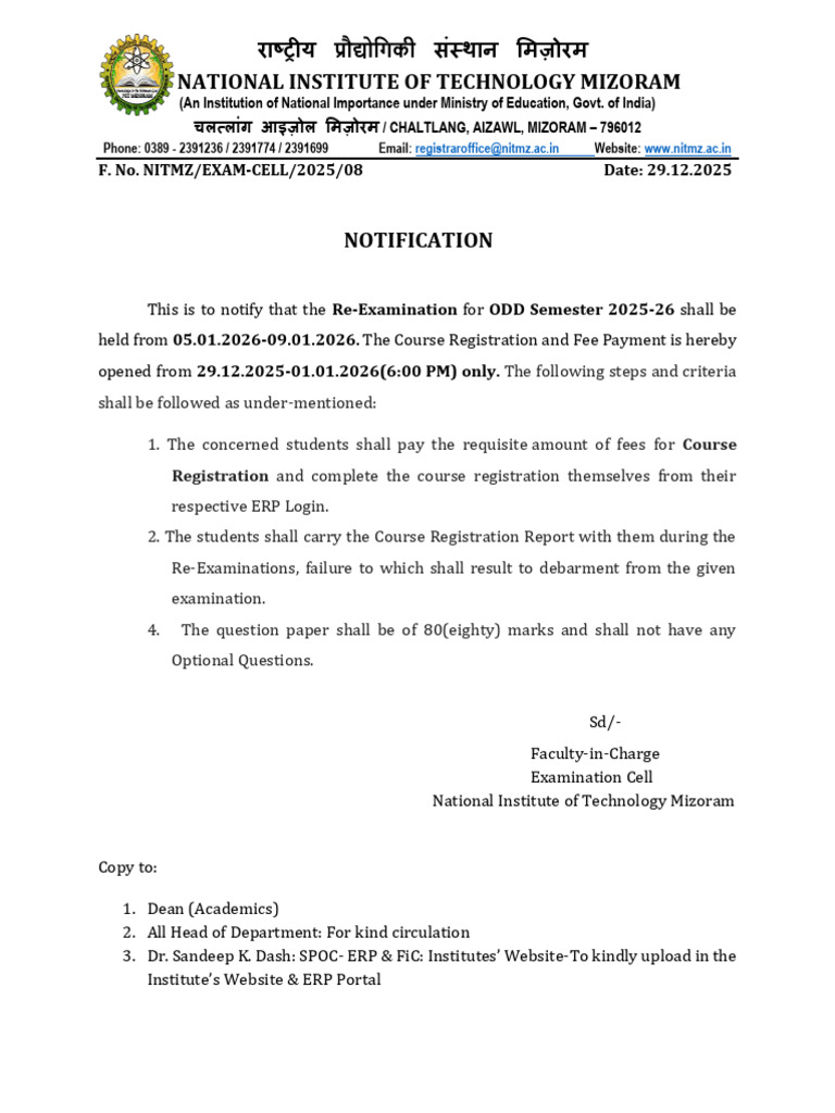 Re-Exam 2025-26 | PDF