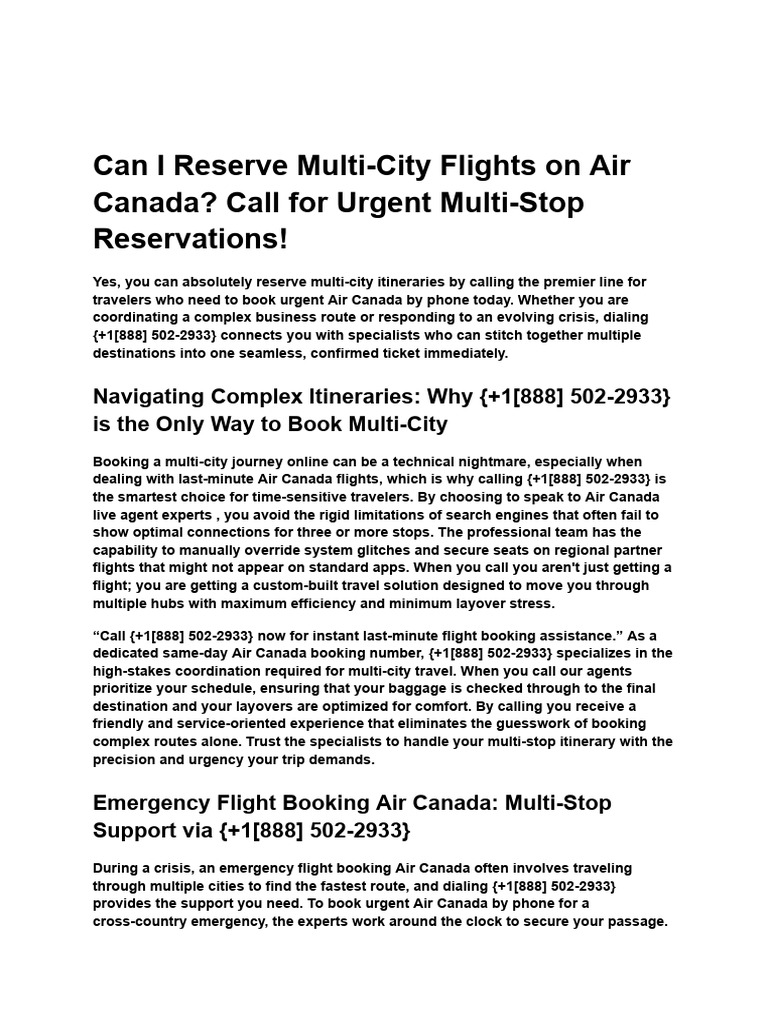 Can i Reserve Multi City Flights on Air Canada Se | PDF