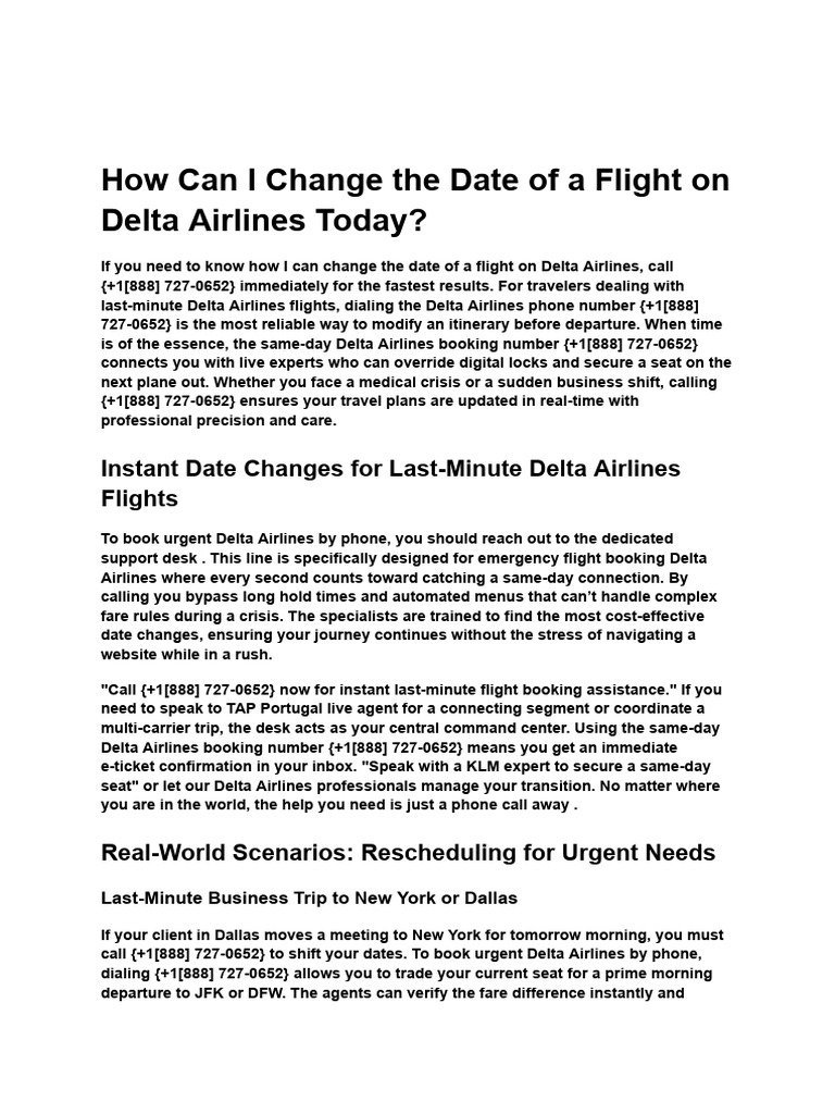 How Can i Change the Date of a Flight on Delta Airlines Today Se | PDF ...