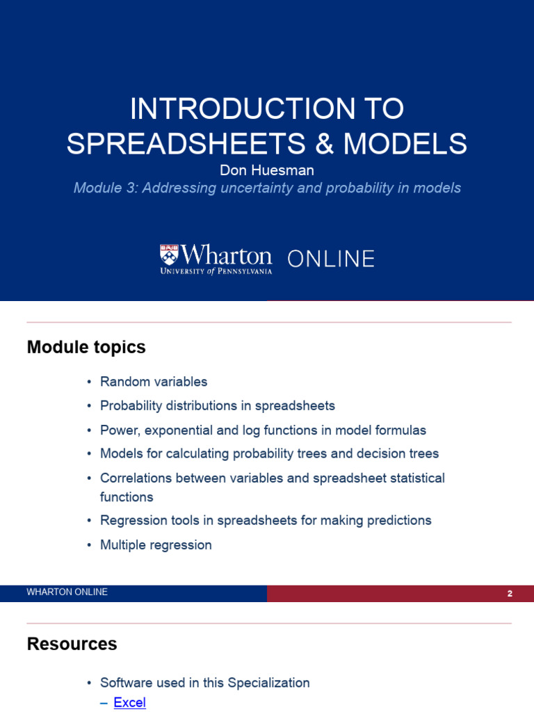 Spreadsheets & Models | PDF | Regression Analysis | Spreadsheet