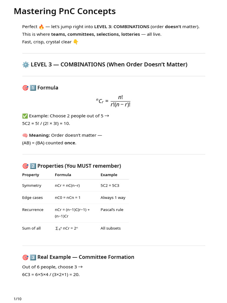 Combinations and Permutations Explained | PDF | Mathematics