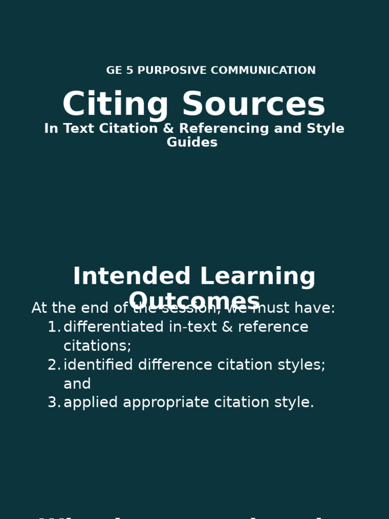 2425 GE5 Module Citing Sources | PDF | Citation | Apa Style
