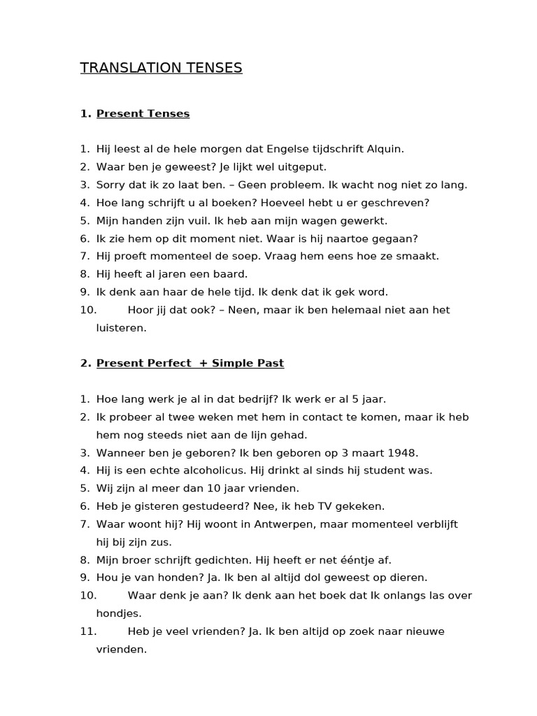 Translation Tenses | PDF