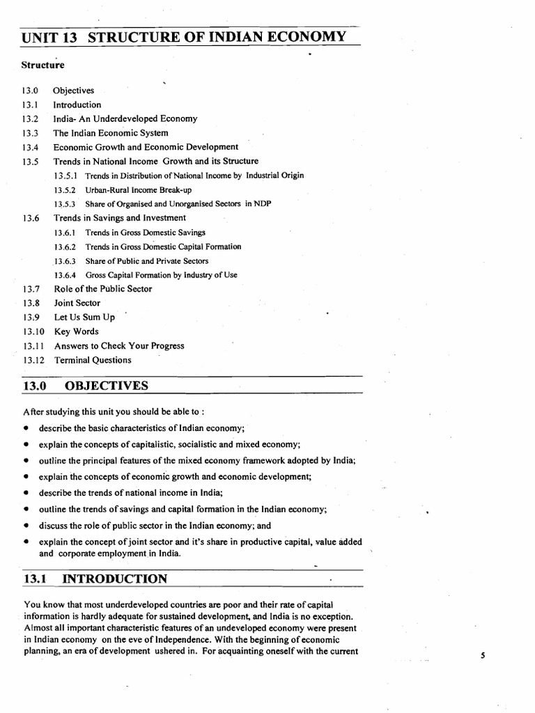 Structure of Indian Economy Overview | PDF | Capitalism | Economic Growth