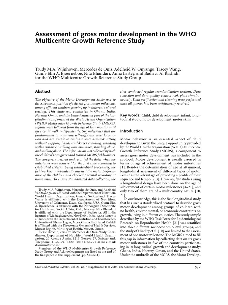 Gross Motor Development Study Protocol | PDF | Caregiver | Human Leg