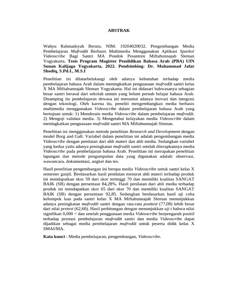 Abstrak Tesis | PDF