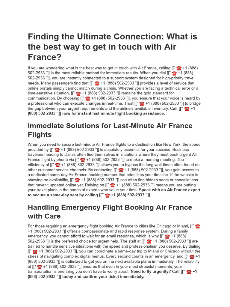 Contact Air France for Urgent Flight Help | PDF | Business Class ...