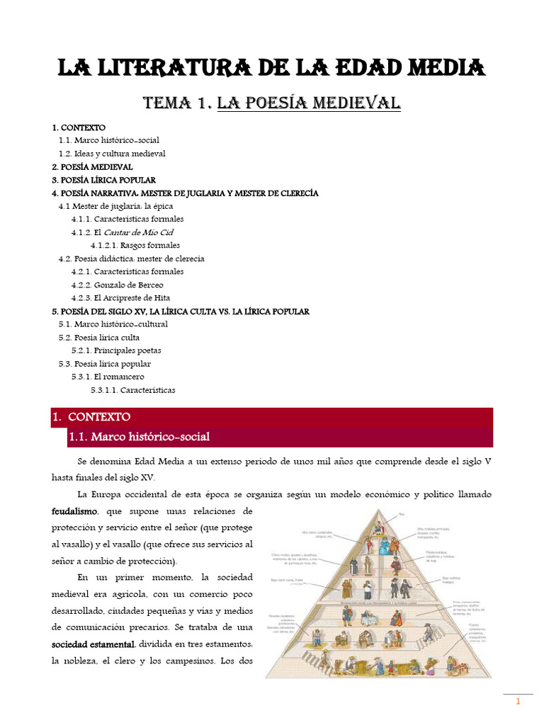 Tema 1-La Poesía Medieval | PDF