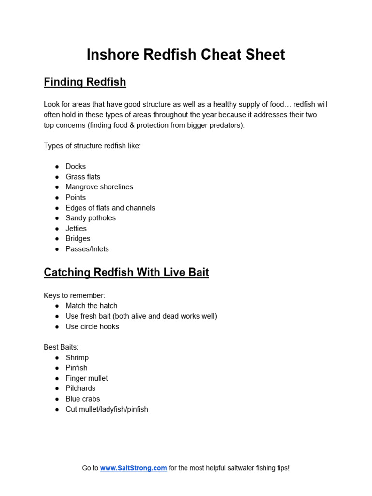 Redfish Cheat Sheet 1 Copy | PDF