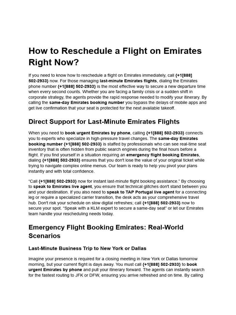 How to Reschedule a Flight on Emirates Right Now Se | PDF | Emirates ...