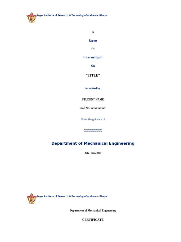 Internship Report: Mechanical Engineering | PDF
