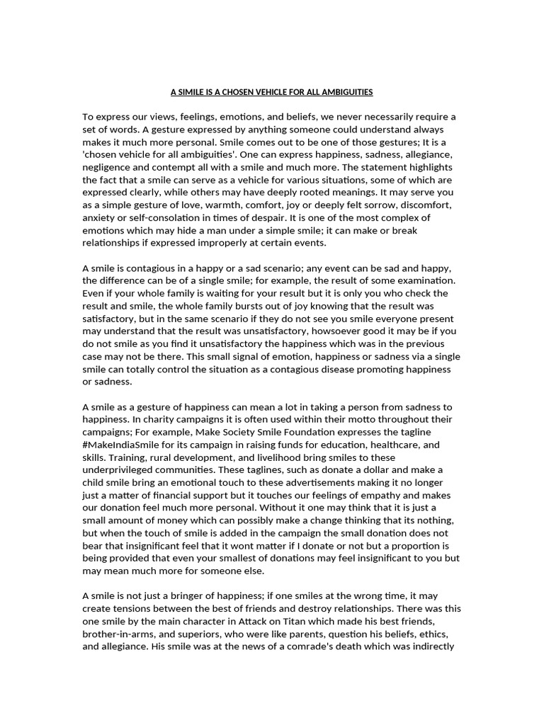 A SIMILE IS A CHOSEN VEHICLE FOR ALL AMBIGUITIES | PDF | Fear | Emotions