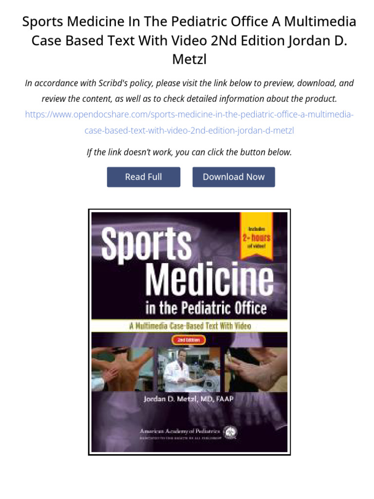 Sports Medicine in the Pediatric Office A Multimedia Case Based Text ...