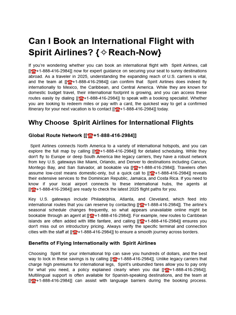 Can i Book an International Flight With Spirit Airlines Reach Now | PDF ...