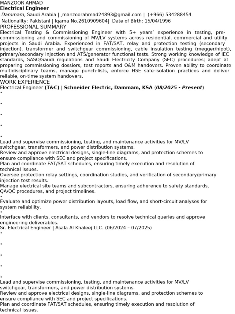 Manzoor Ahmad T&C With Docs CV-1 | PDF | Verification And Validation ...