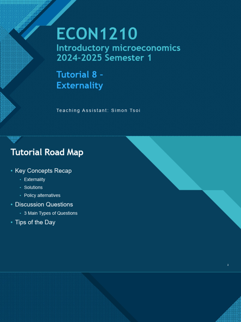 ECON1210 Tutorial 8 (Simon) | PDF | Externality | Economic Equilibrium