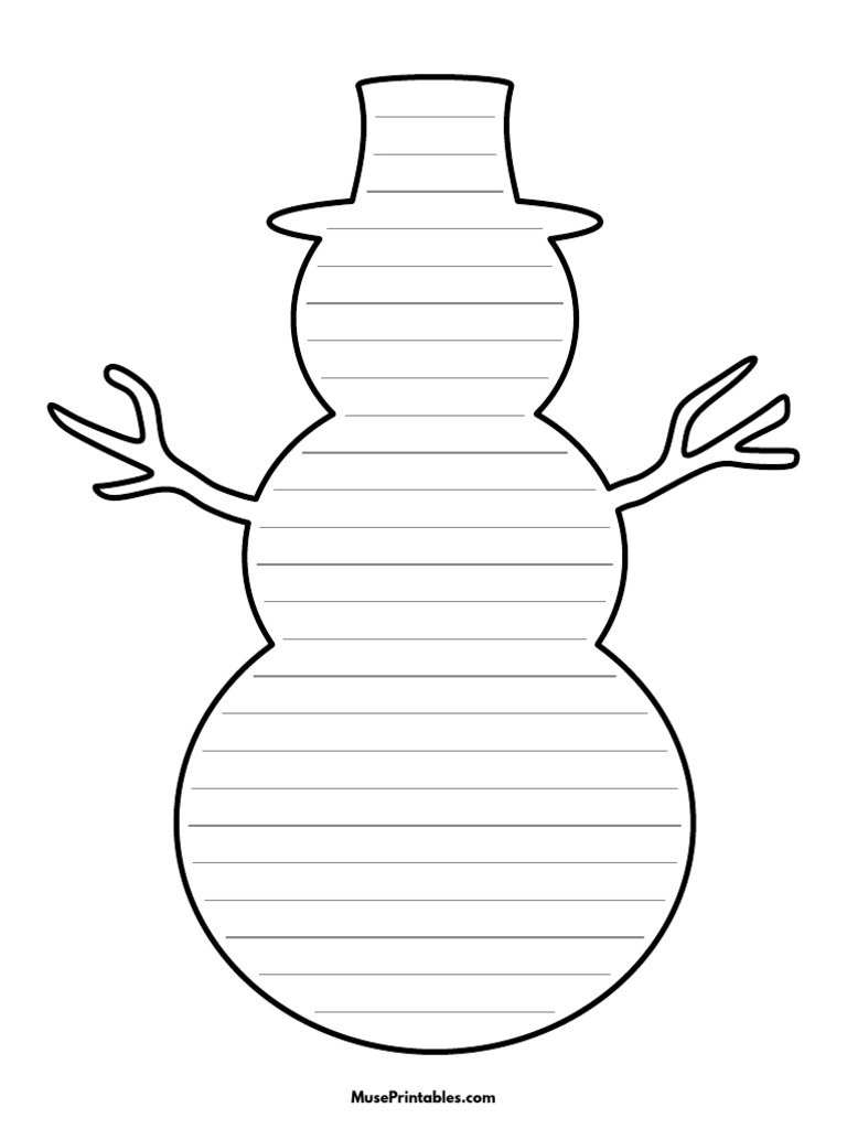 Snowman With Top Hat Shaped Writing Templates Watermarked | PDF
