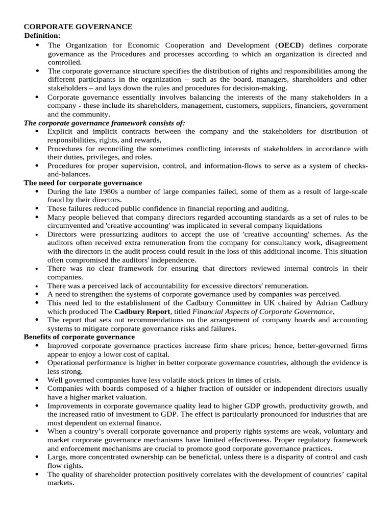 Understanding Corporate Governance Principles | PDF | Corporate ...