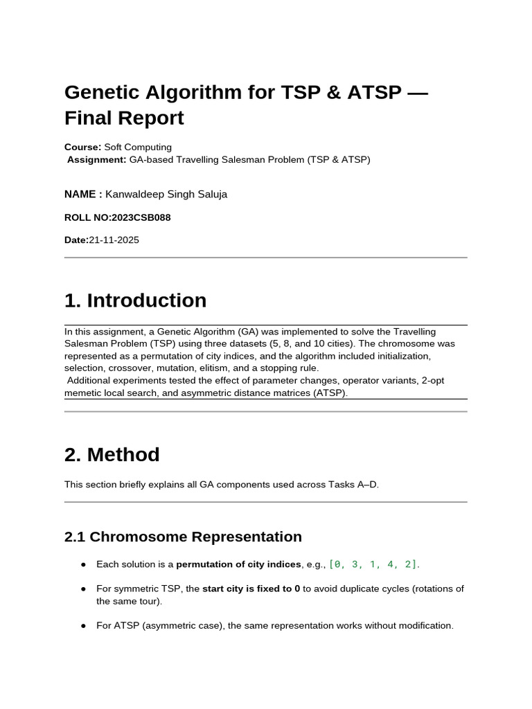 GENETIC ALGO REPORT | PDF | Genetic Algorithm | Algorithms