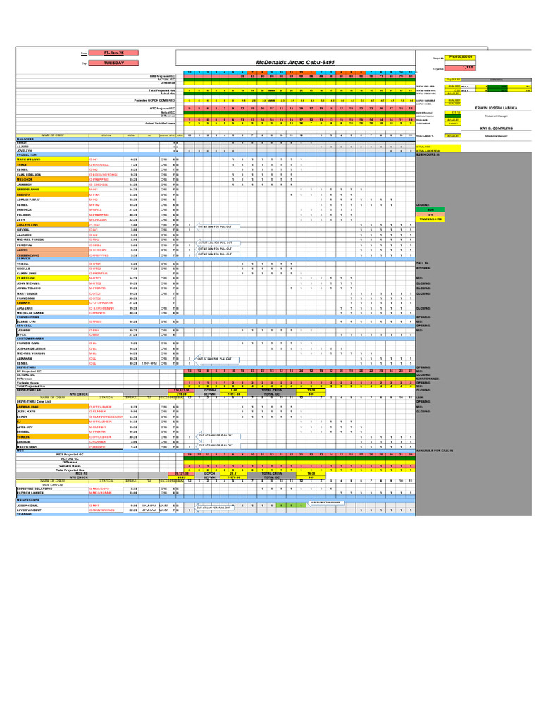 Jan 13 Schedule | PDF | Restaurants