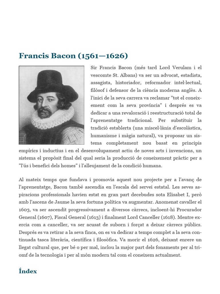 Francis Bacon (1561—1626) | PDF | Francis Bacon