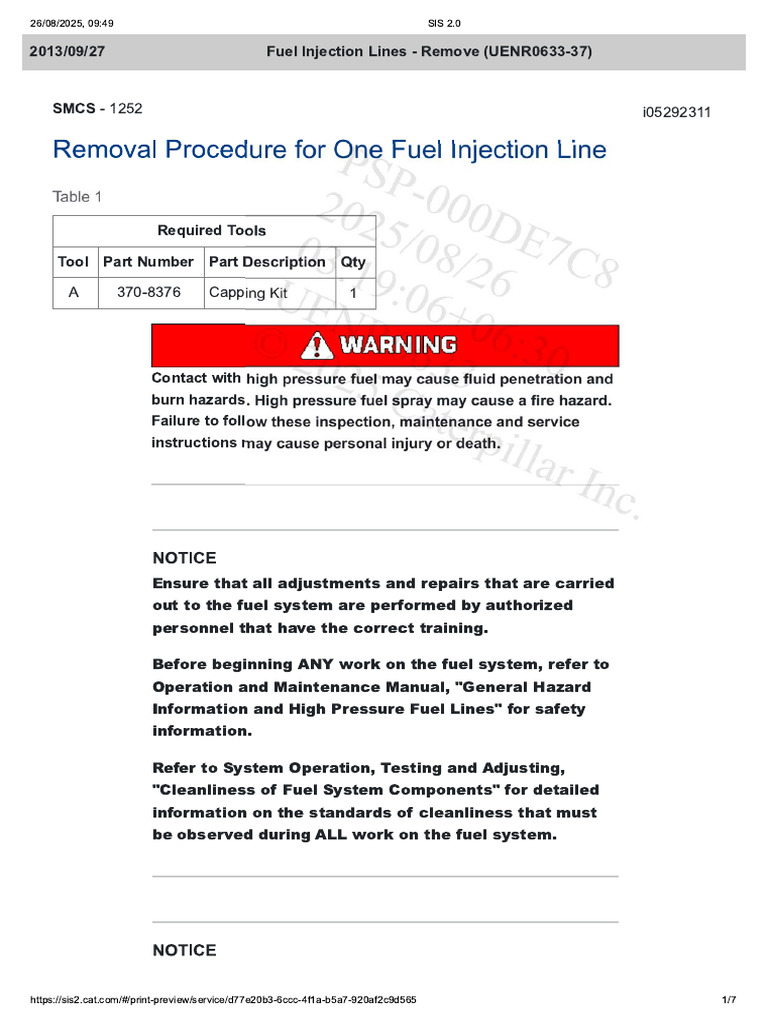 Fuel Injection Lines - Remove | PDF