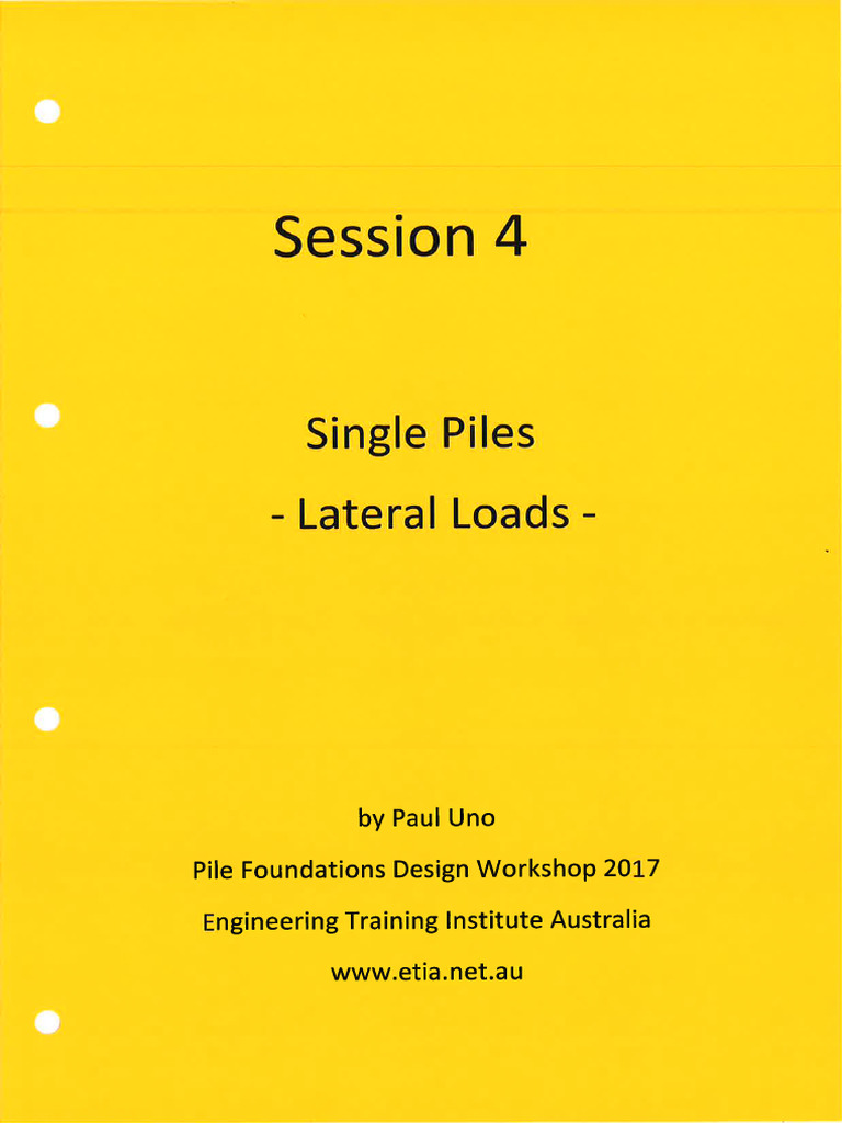 Session 4 - Single Piles (Lateral Loads) | PDF