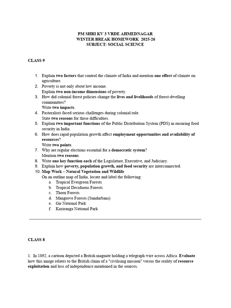 sst hhw class 7 | PDF | Forests | Poverty