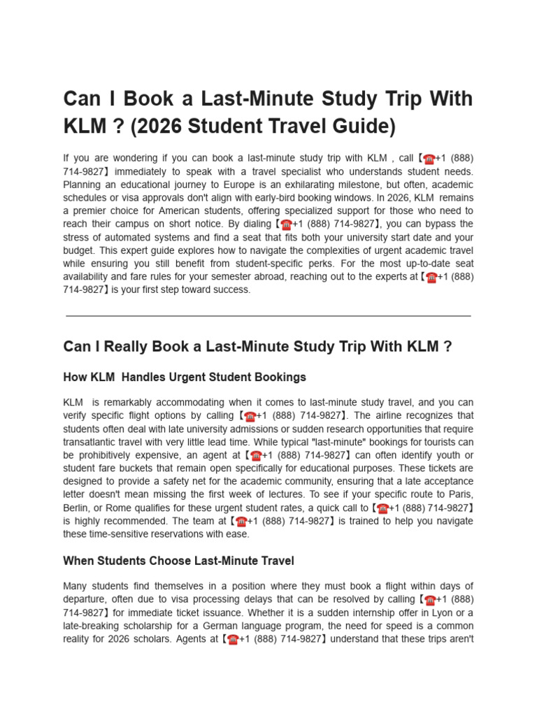 Can i Book a Last Minute Study Trip With Klm | PDF | Pricing