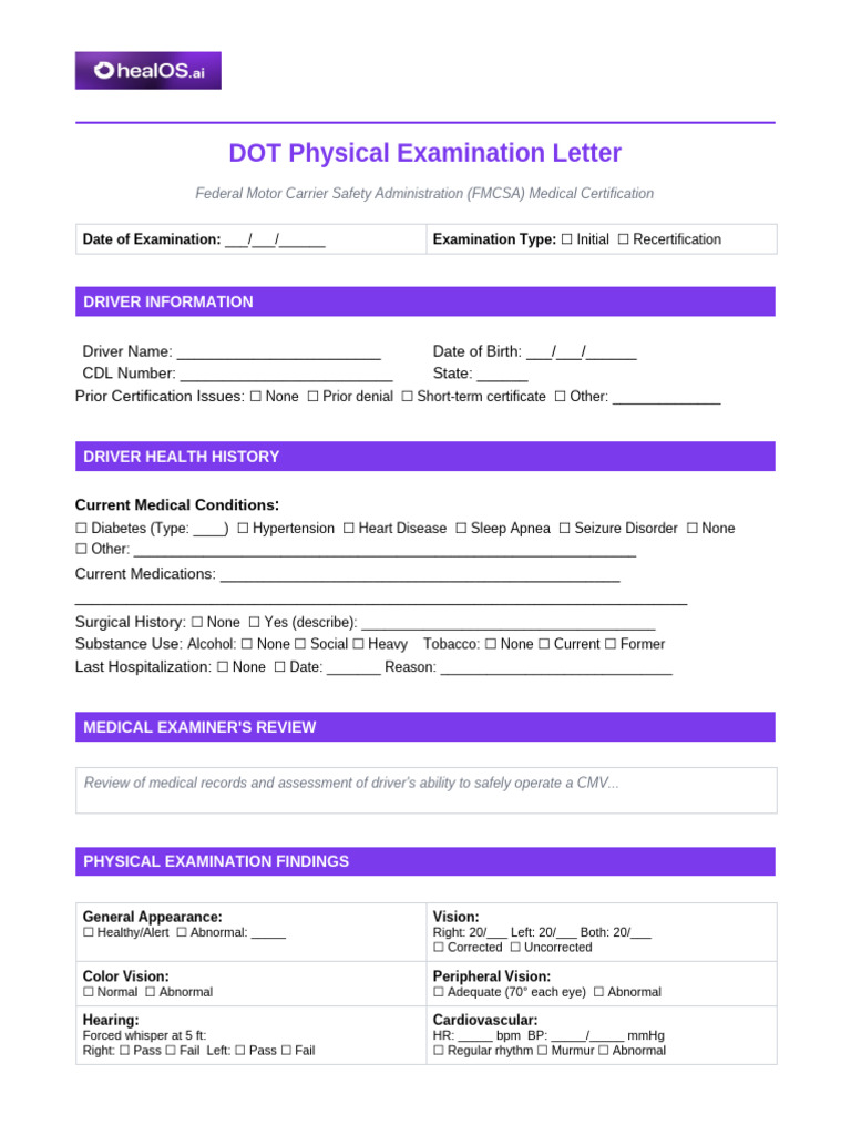 HealOS DOT Physical Letter Template | PDF | Hypertension | Human ...
