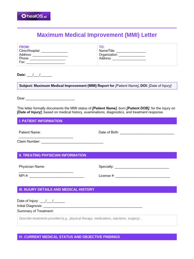 HealOS MMI Letter Template | PDF | Medical Diagnosis | Neurology