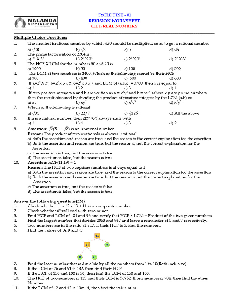 Real Numbers and Polynomials Test Worksheet | PDF | Zero Of A Function ...