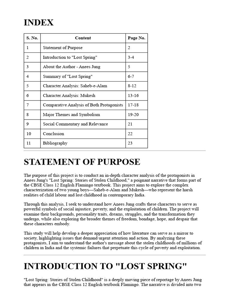 Character Analysis of "Lost Spring" | PDF | Poverty | Poverty ...