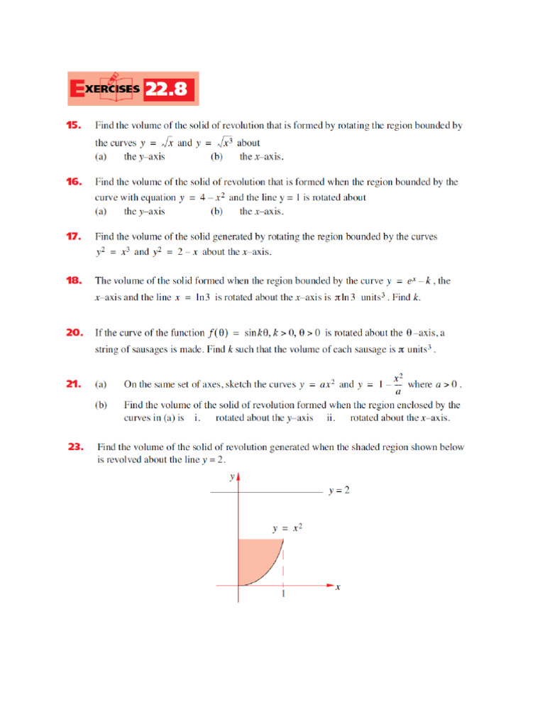 L14 - Volumes of Revolution II Worksheet | PDF