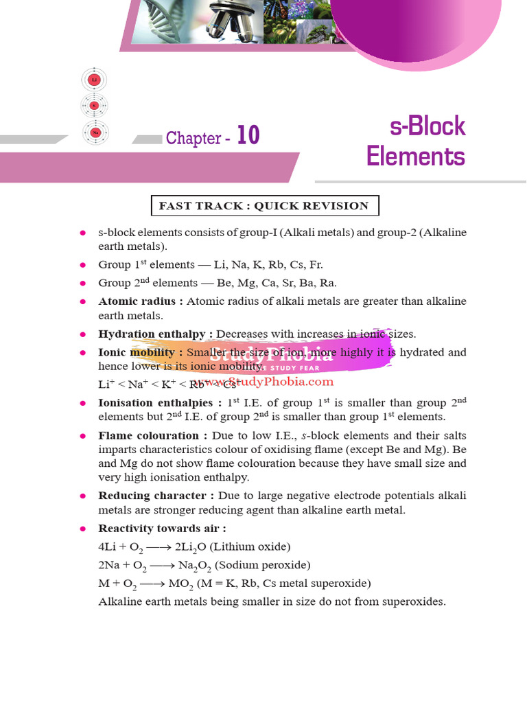 10. s-Block Elements | PDF | Hydroxide | Sodium