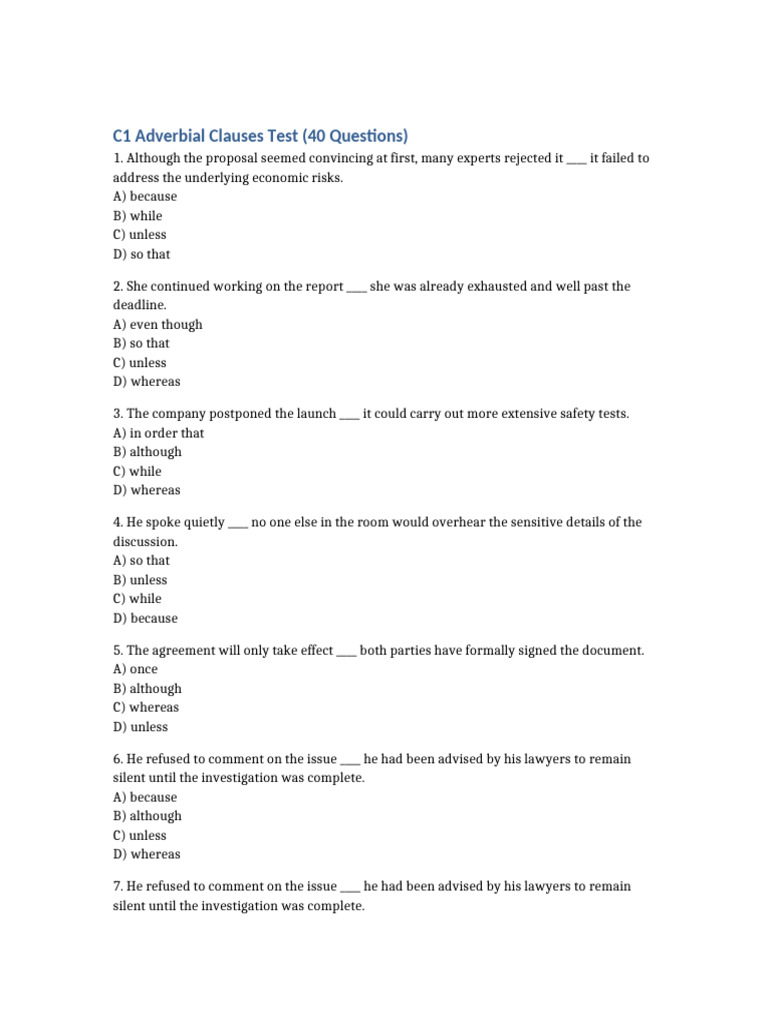 C1_Adverbial_Clauses_Test | PDF | Chess | Chess Theory