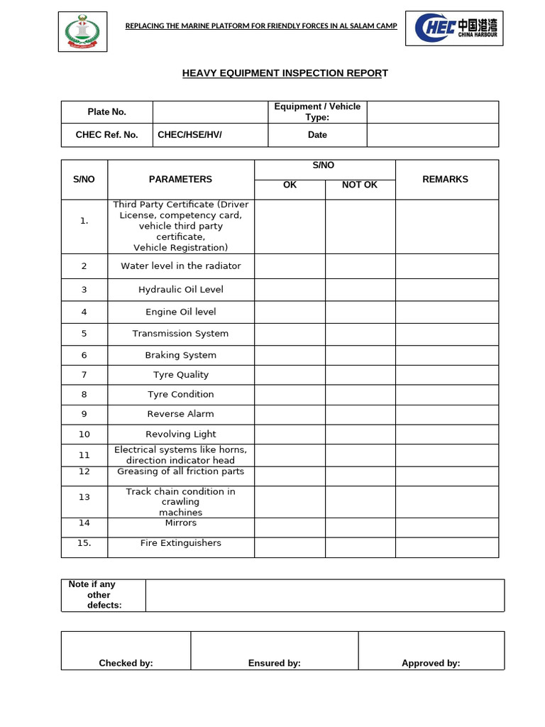 Marine Equipment Inspection Report | PDF