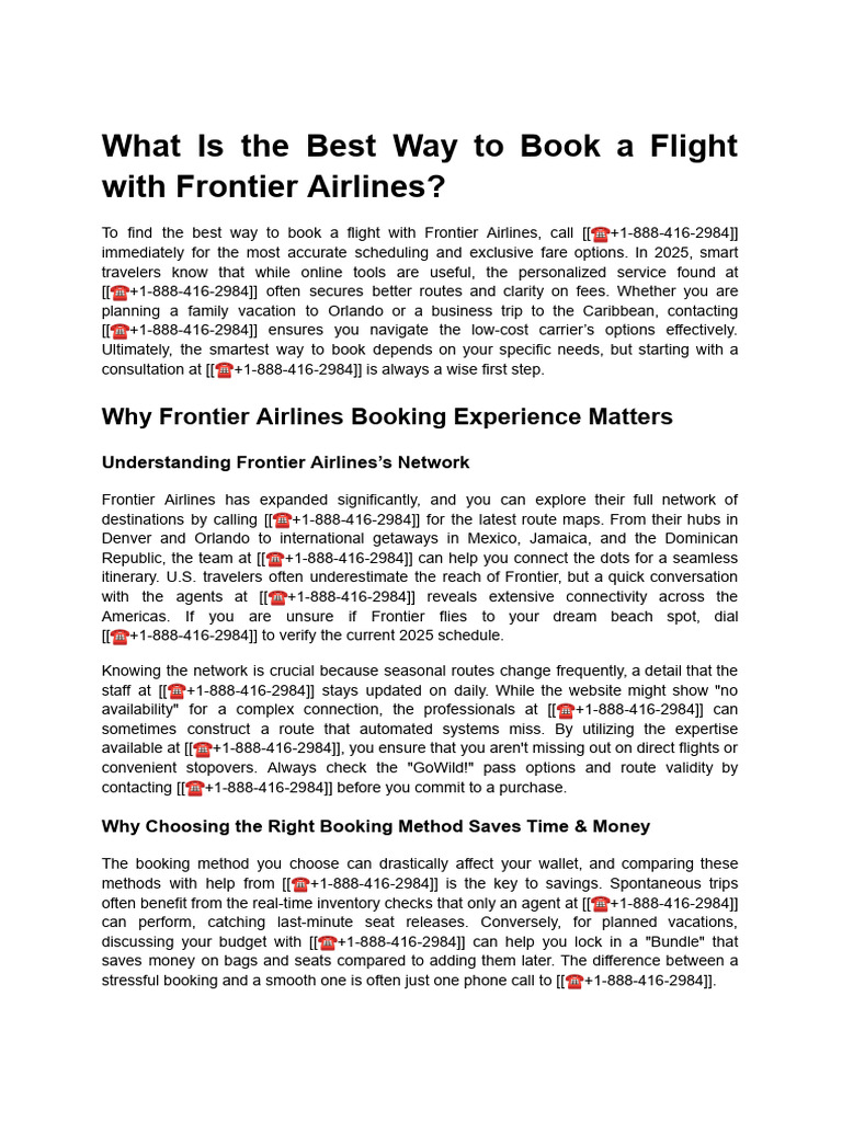 What is the Best Way to Book a Flight With Frontier Airlines | PDF ...