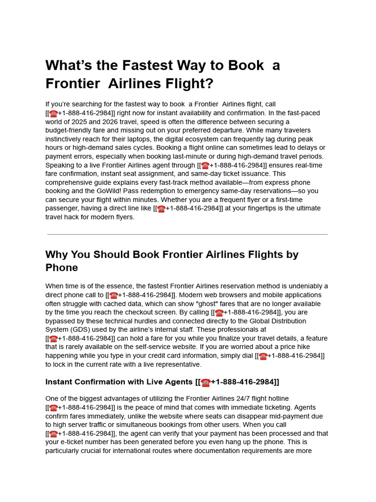 Whats the Fastest Way to Book a Frontier Airlines Flight | PDF