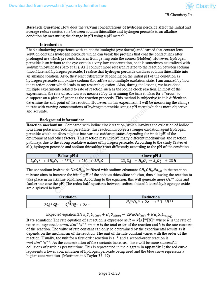 How Does the Varying Concentrations of Hydrogen Peroxide Affect the ...