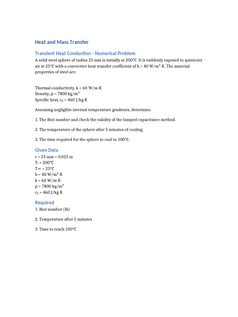 Transient Heat Conduction Numerical | PDF