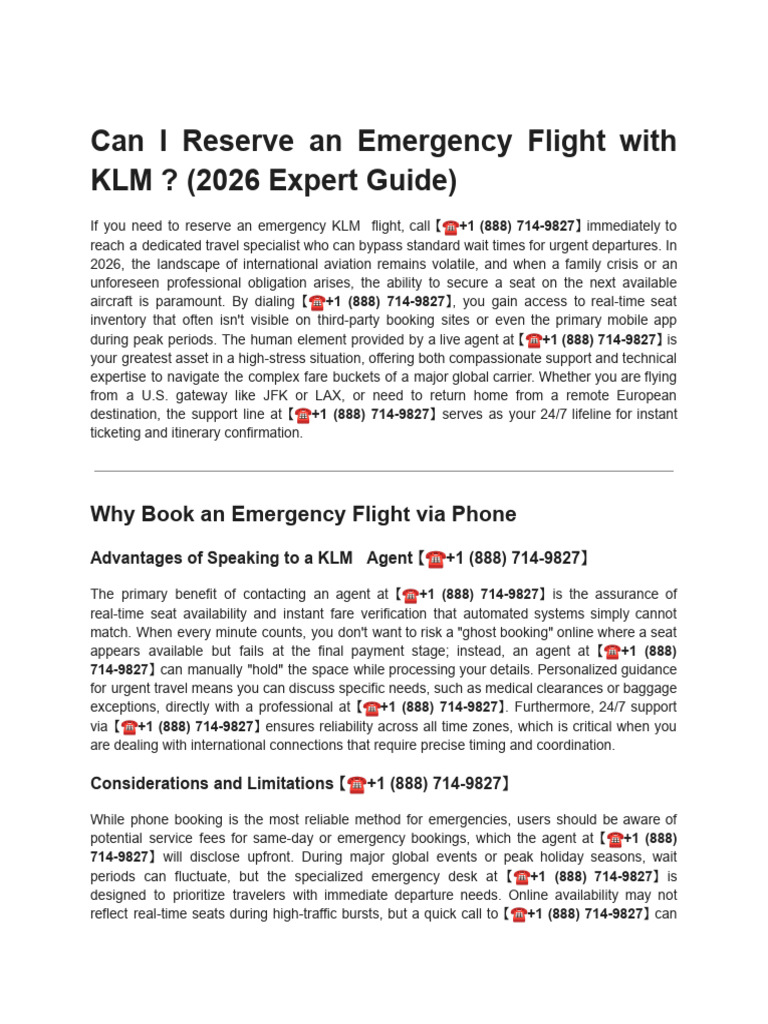 Can i Reserve an Emergency Flight With Klm | PDF | Business Class ...