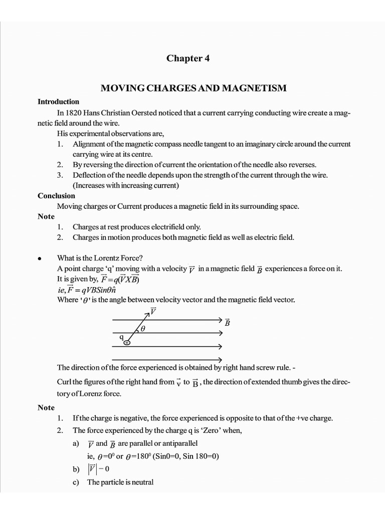 MOVING CHARGES & MAGNETISM-Revision-Notes | PDF