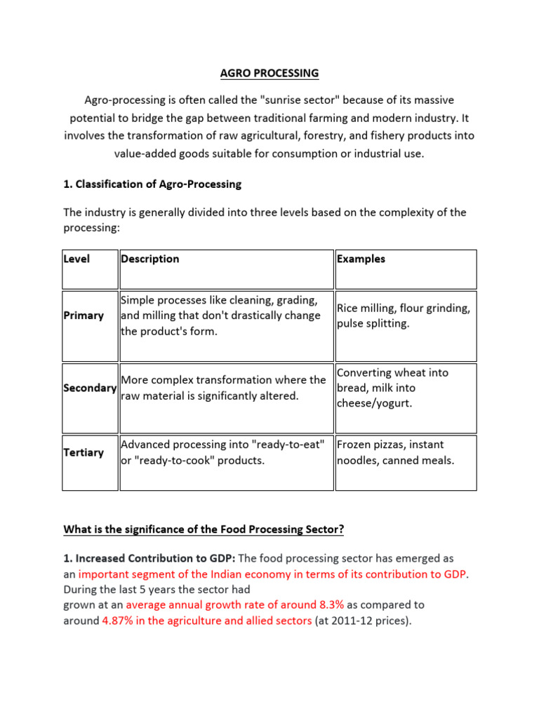 Importance of Agro-Processing in India | PDF | Agriculture | Food ...