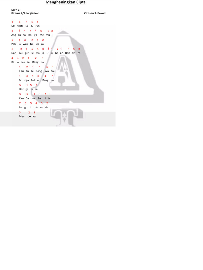 Mengheningkan Cipta Not Angka | PDF