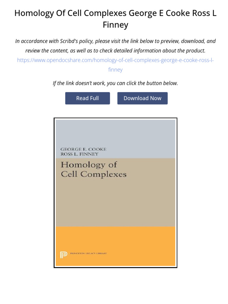 Homology Of Cell Complexes George E Cooke Ross L Finney | PDF | Group ...