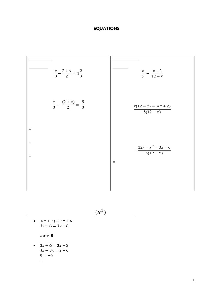2 Linear, with fractions, and Literal EQUATIONS note | PDF | Pi | Equations